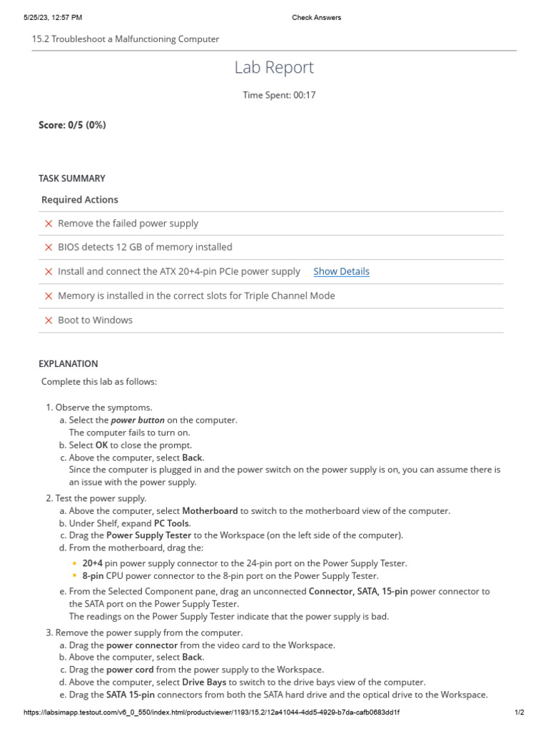 TestOut LabSim 15.2 | Download Free PDF | Personal Computers | X86 ...