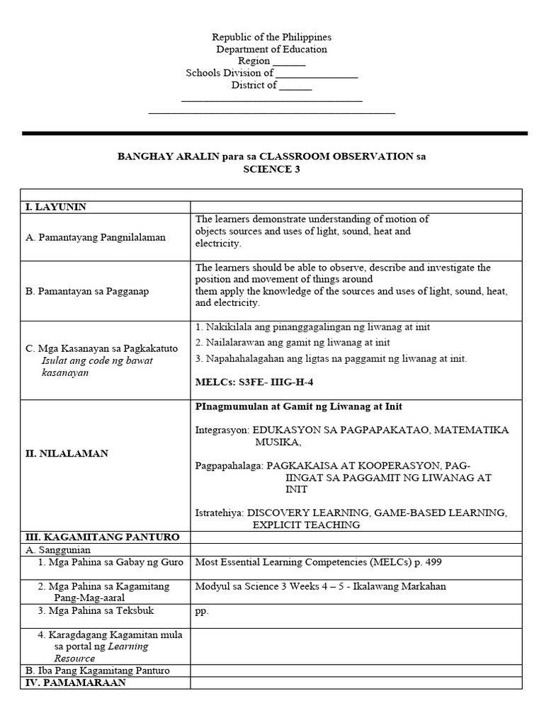 Grade 3 Science 4th Quarter Lesson Plan | PDF