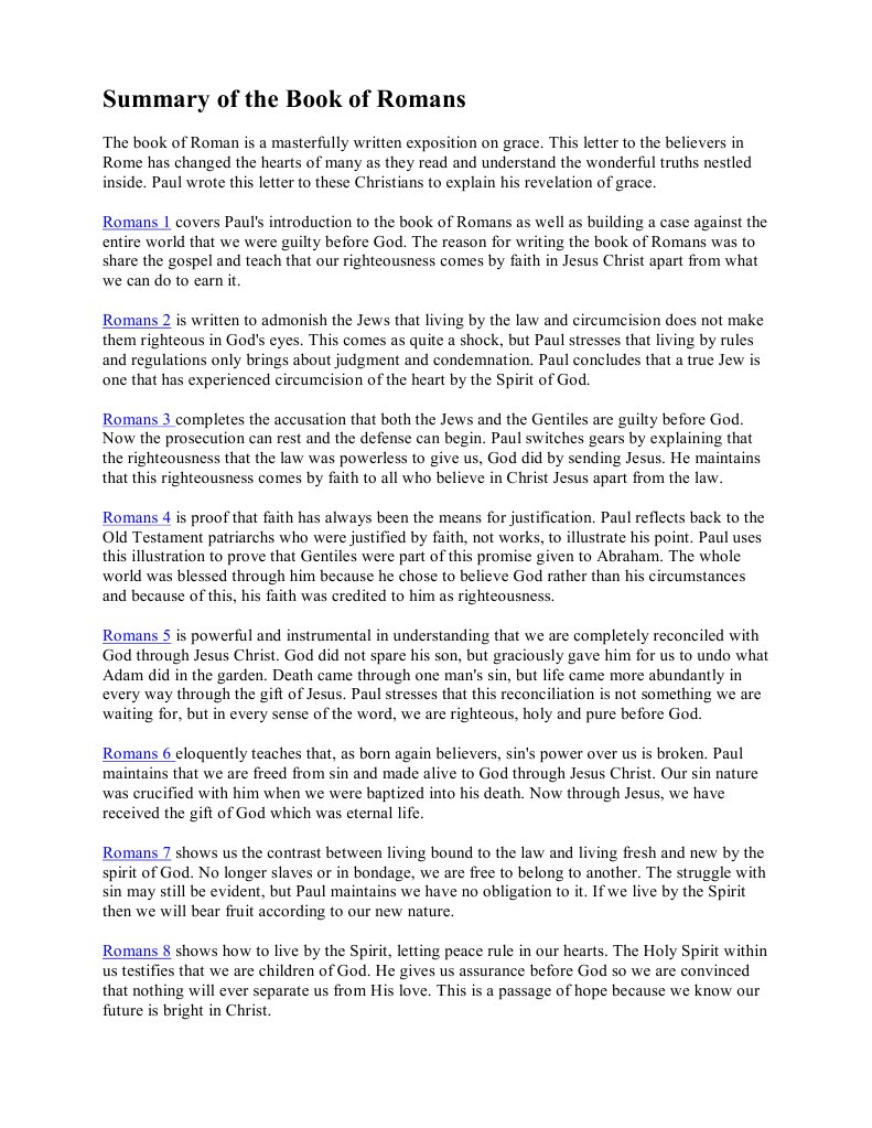Summary of The Book of Romans | PDF