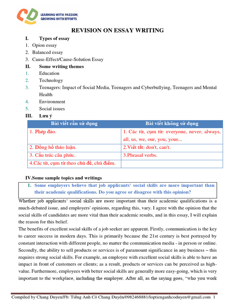 w41. Revision On Essay Writing 1 | PDF | Cyberbullying | Adolescence