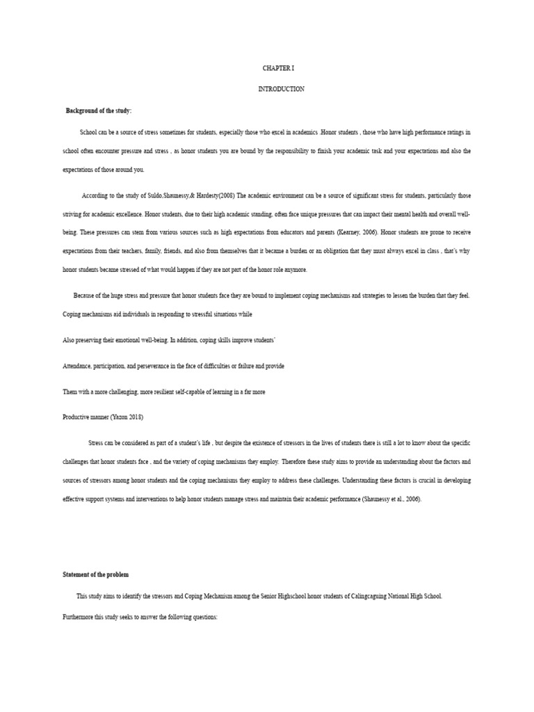 Practical Research Chapter 1&2 | PDF | Self Efficacy | Stress (Biology)