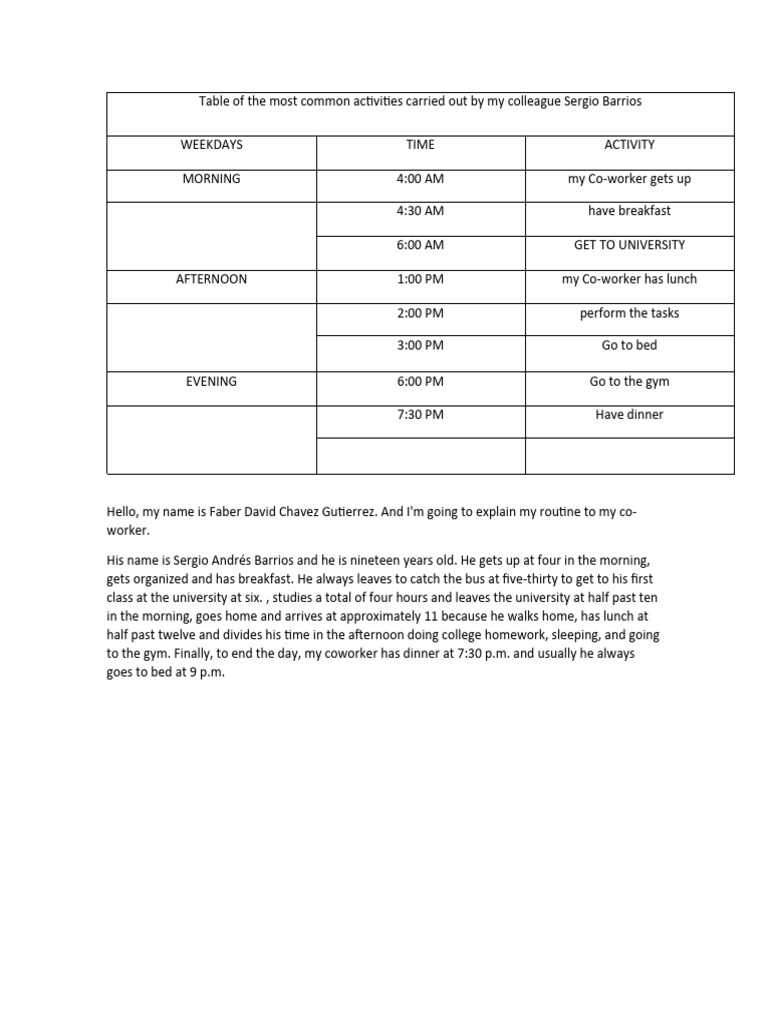 Activity 3 - Talking About Routines | PDF