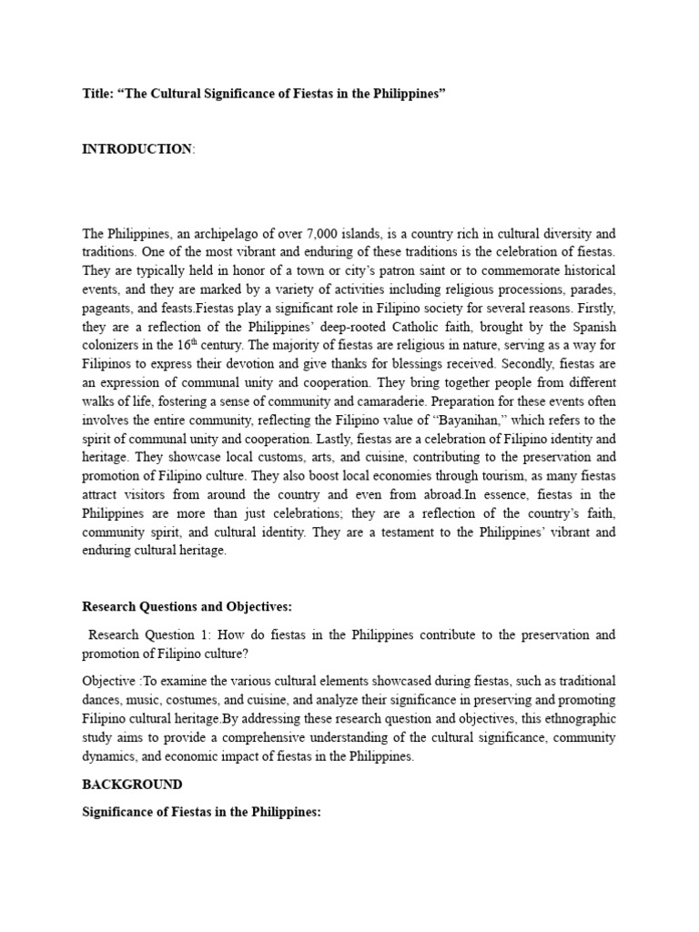 Ethnography Paper About Fiesta in The Philippines | PDF | Festival ...