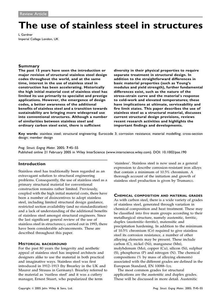 Progress Structural Eng Maths - 2005 - Gardner - The Use of Stainless ...
