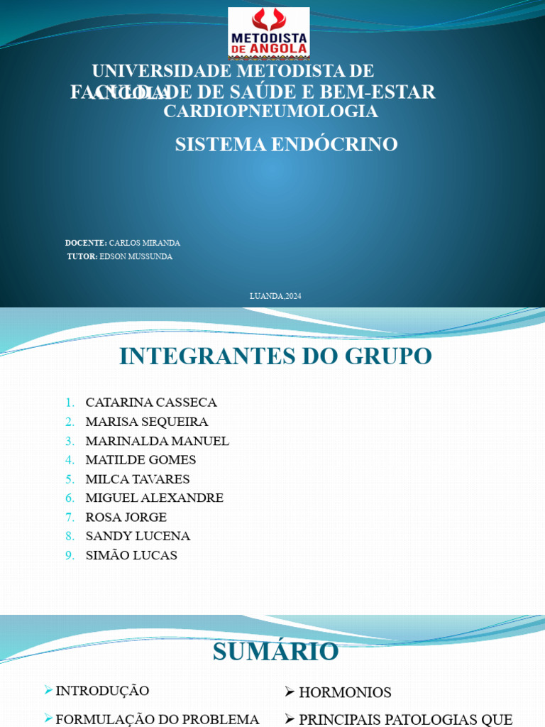 TRABALHO DE FISIOLOGIA CONCLUIDO 2024.pptx RETIFICADO | PDF | Sistema endócrino | Corpo humano
