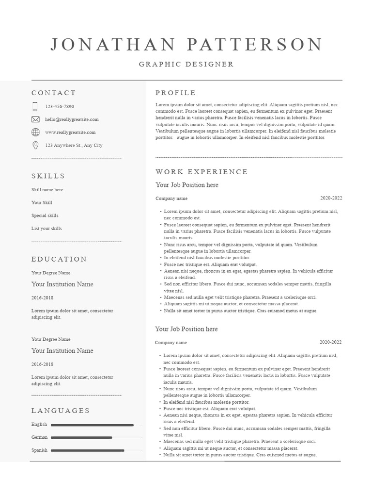 Minimalist White and Grey Professional Resume | PDF
