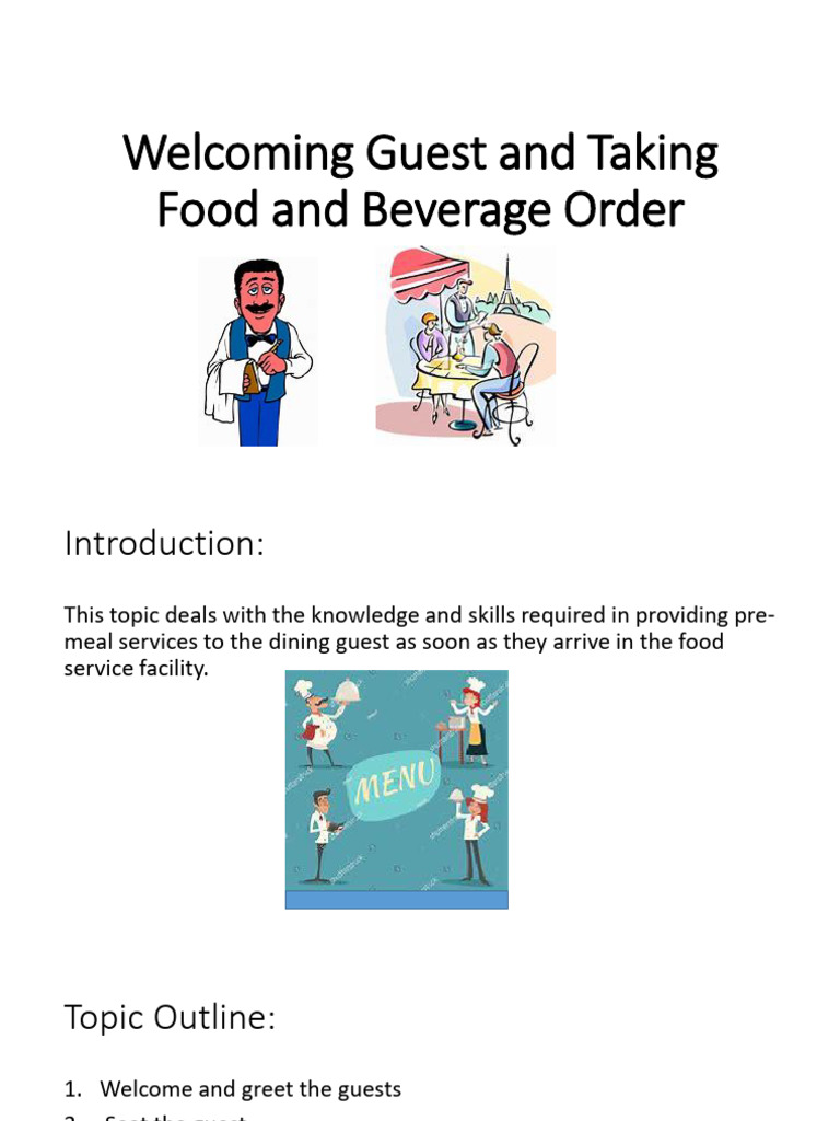 Welcoming Guest and Taking Food and Beverage Order | PDF | Tableware | Menu