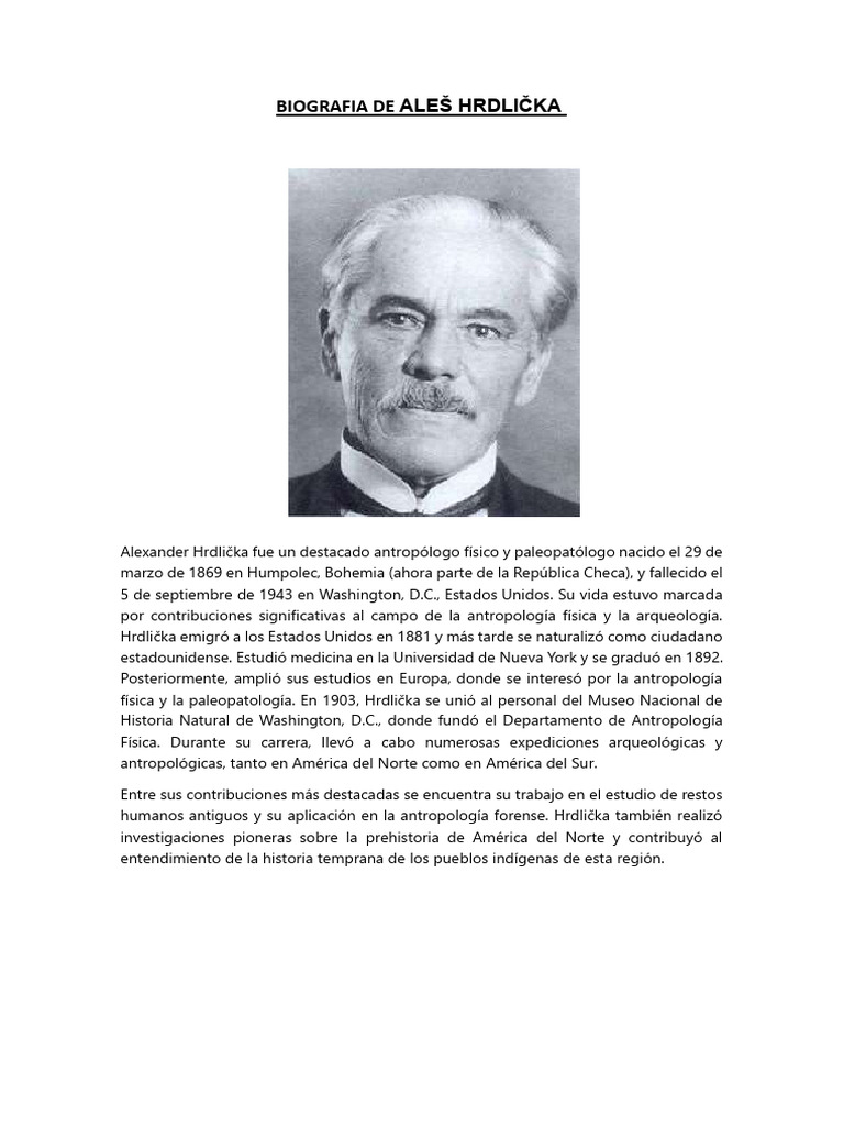 Biografia de Aleš Hrdlička | PDF