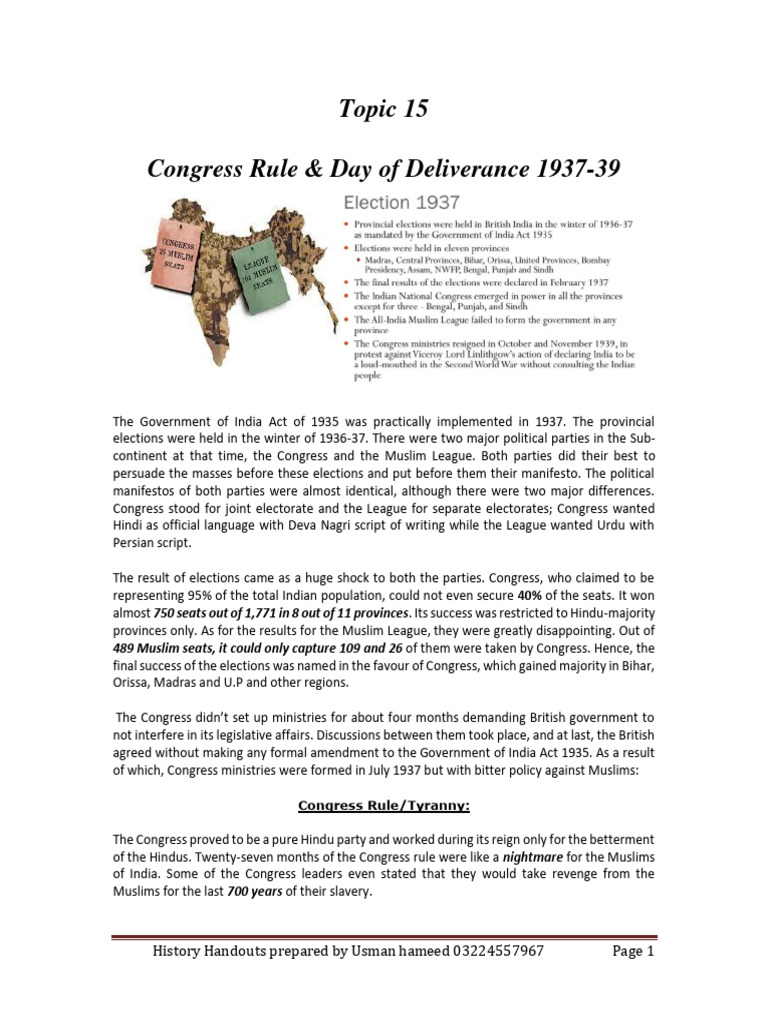 Topic 14, Sec 2, Congress Rule-2 | PDF | British Raj | Muhammad Ali Jinnah