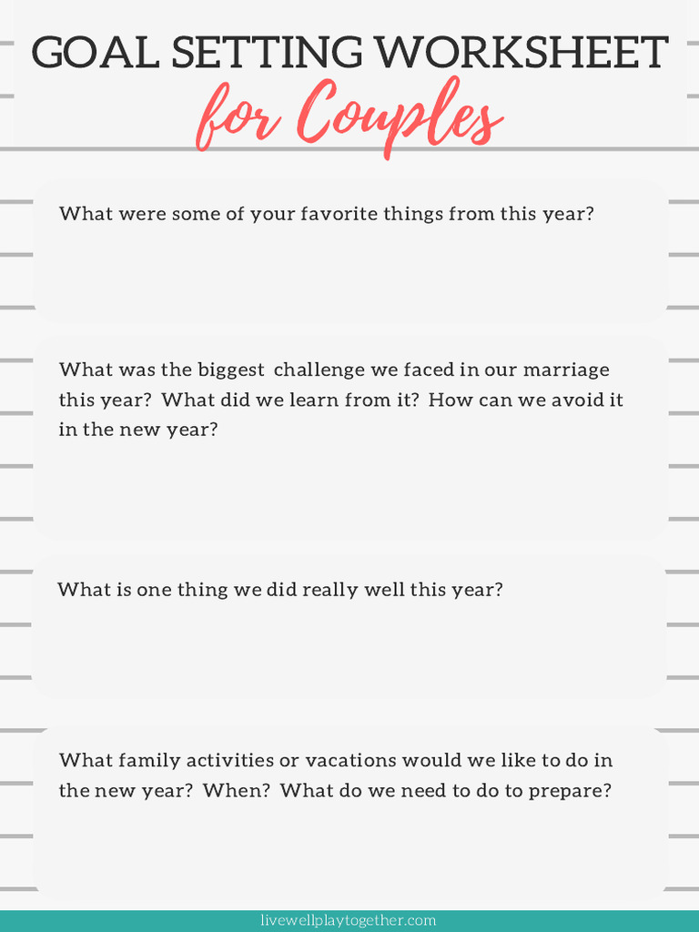 Goal Setting Worksheet For Couples | PDF