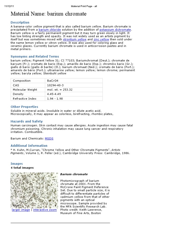Barium Chromate Pigment Overview | PDF