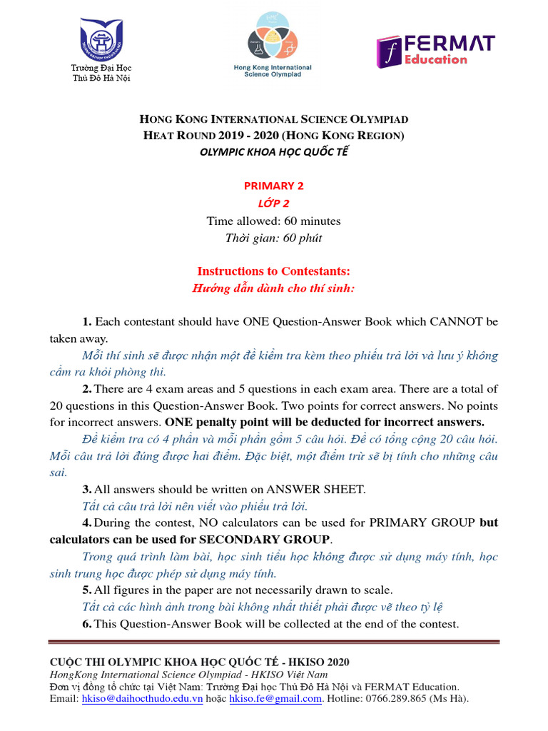 HKISO 2019-2020 Mock Heat Khối 2 | PDF