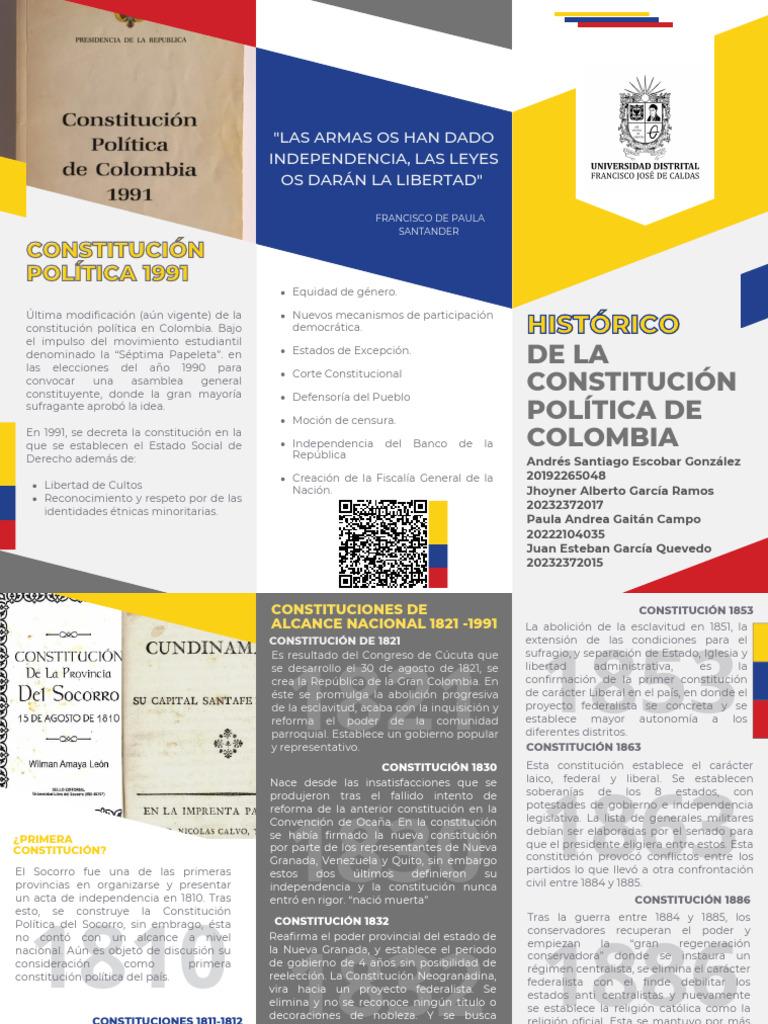 Folleto 2 Histórico Constitución Política de Colombia | PDF ...