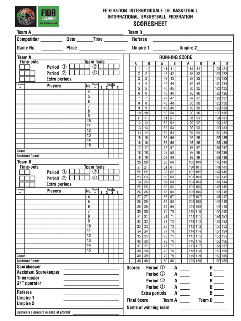 Basketball Scoresheet | PDF