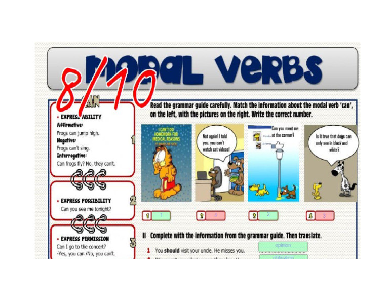 Modals Verbs Exercise - Number One | PDF