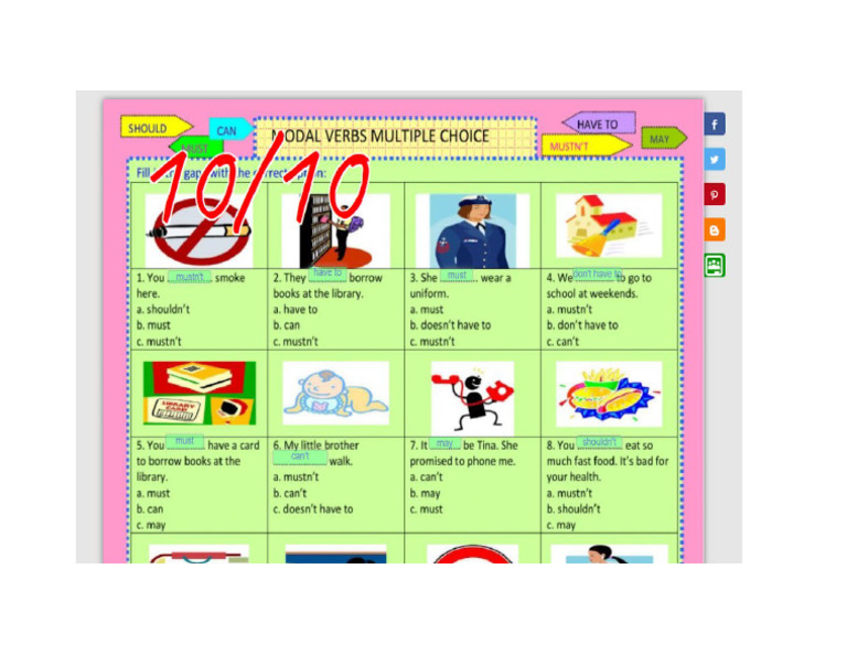 MODALS VERBS EXERCISE - NUMBER THREE | PDF