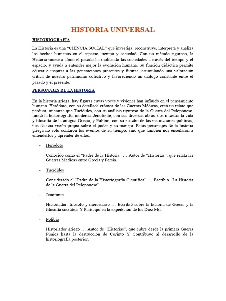 Historia Universal | PDF | Historiografía | Historiador