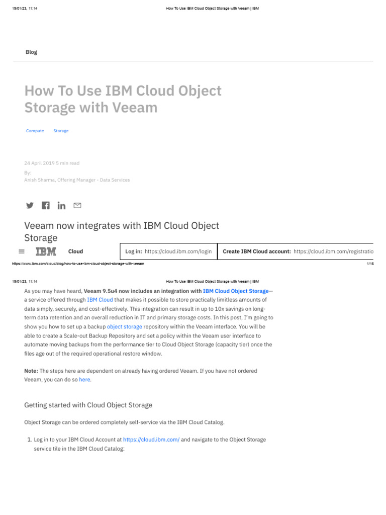 How To Use IBM Cloud Object Storage with Veeam _ IBM | PDF | Cloud Computing | Backup