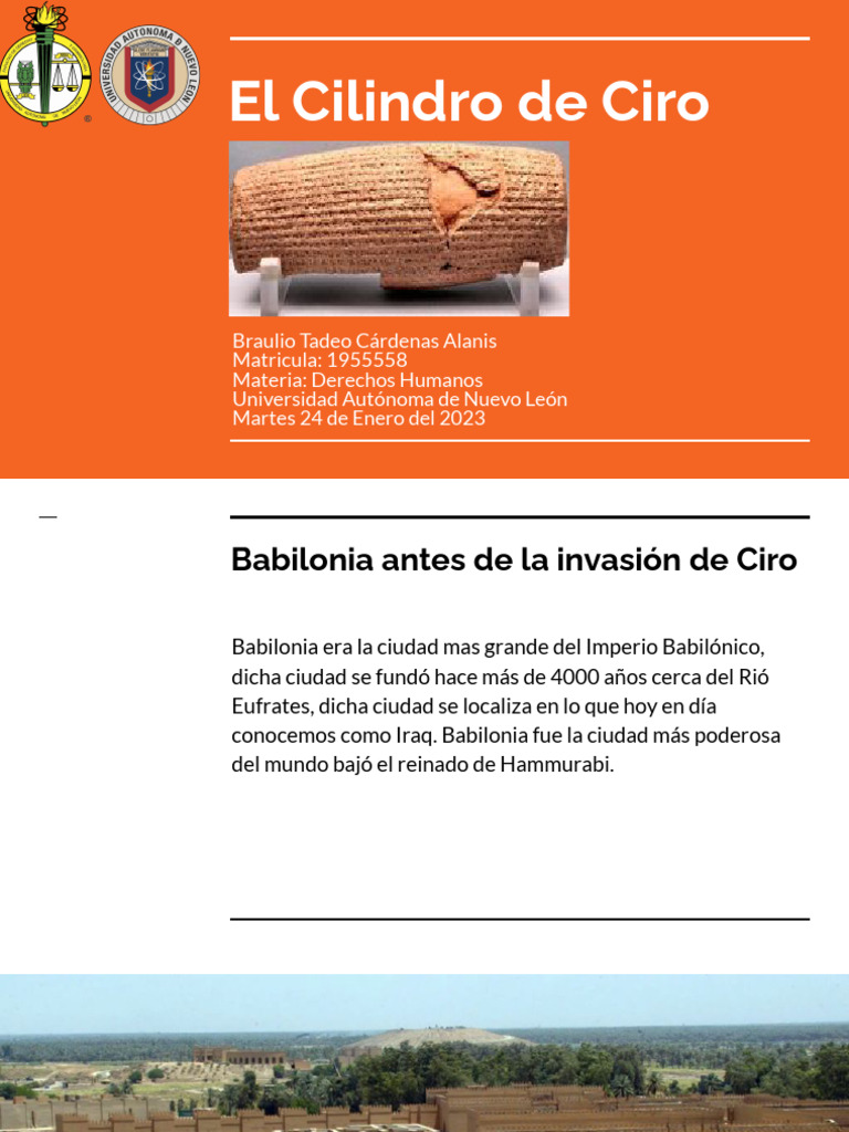 Cilindro de Ciro | Descargar gratis PDF | Babilonia | Ciro el Grande