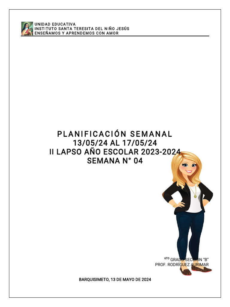 04planificacion 6 b.doc Colegio | PDF