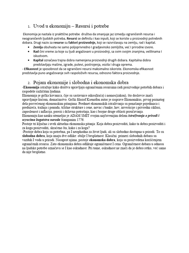 Uvod U Ekonomiju | PDF