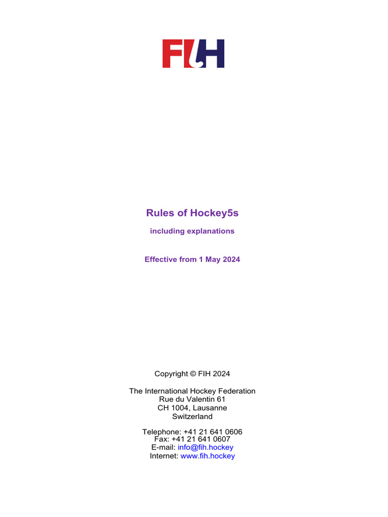 Fih Rules of Hockey 5s Jan 2024 Final | PDF | Athletic Sports | Sport ...