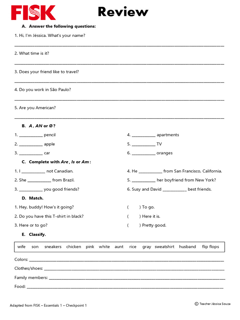 Essentials 1 - Checkpoint 1 (Adapted) | PDF | Fashion | Clothing