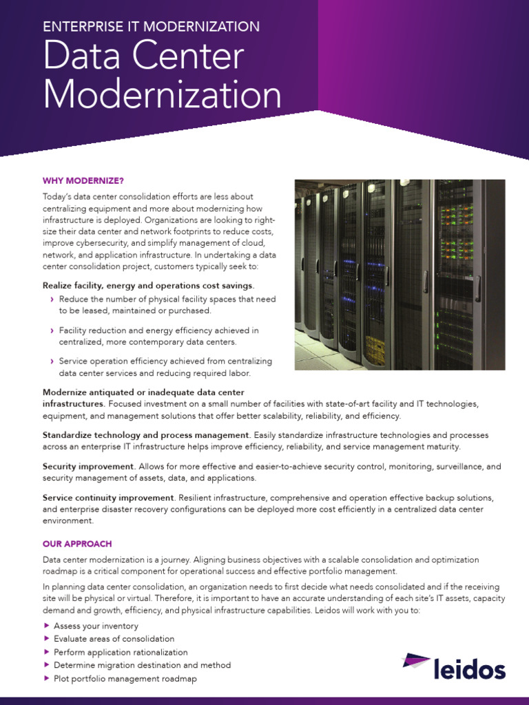 FS Enterprise IT Data Center Modernization Leidos | PDF | Data Center ...