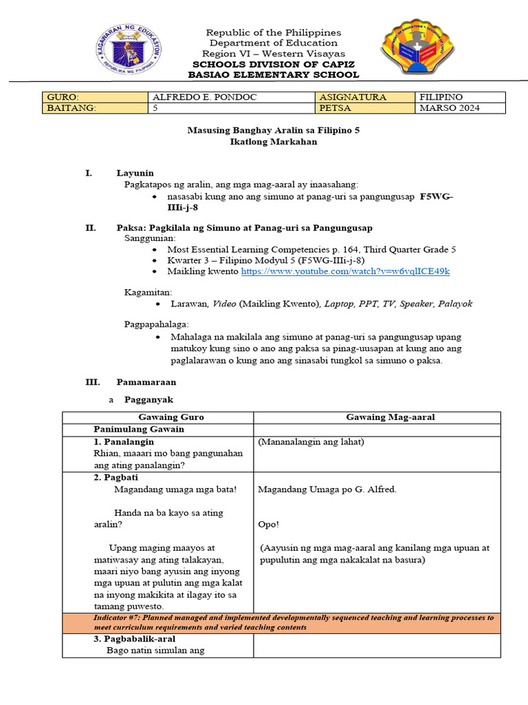 Cot Filipino 5 | PDF
