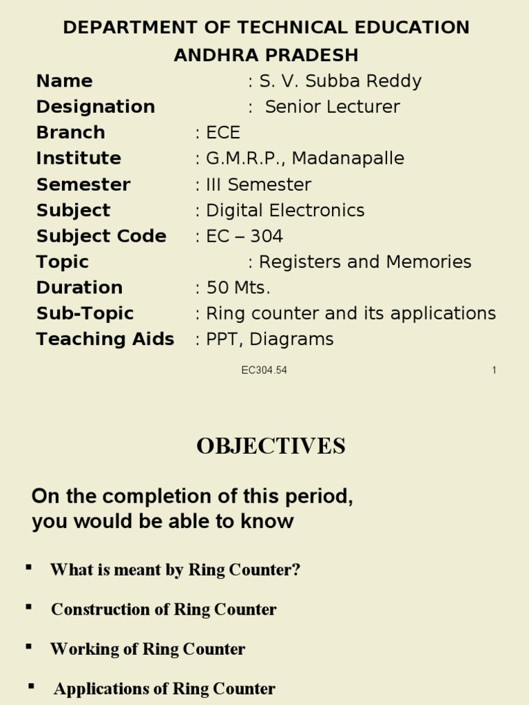 Ring Counter in Digital Electronics | PDF | Electronic Design ...