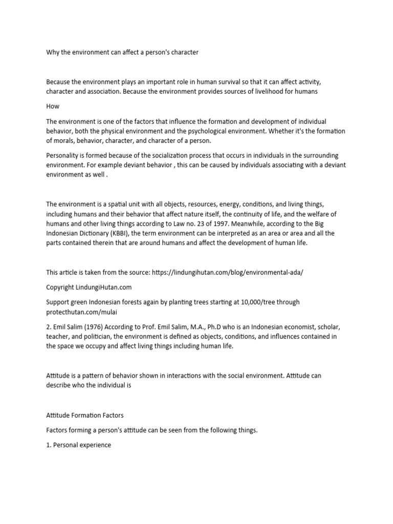 Why The Environment Can Affect A Person | Download Free PDF | Attitude ...