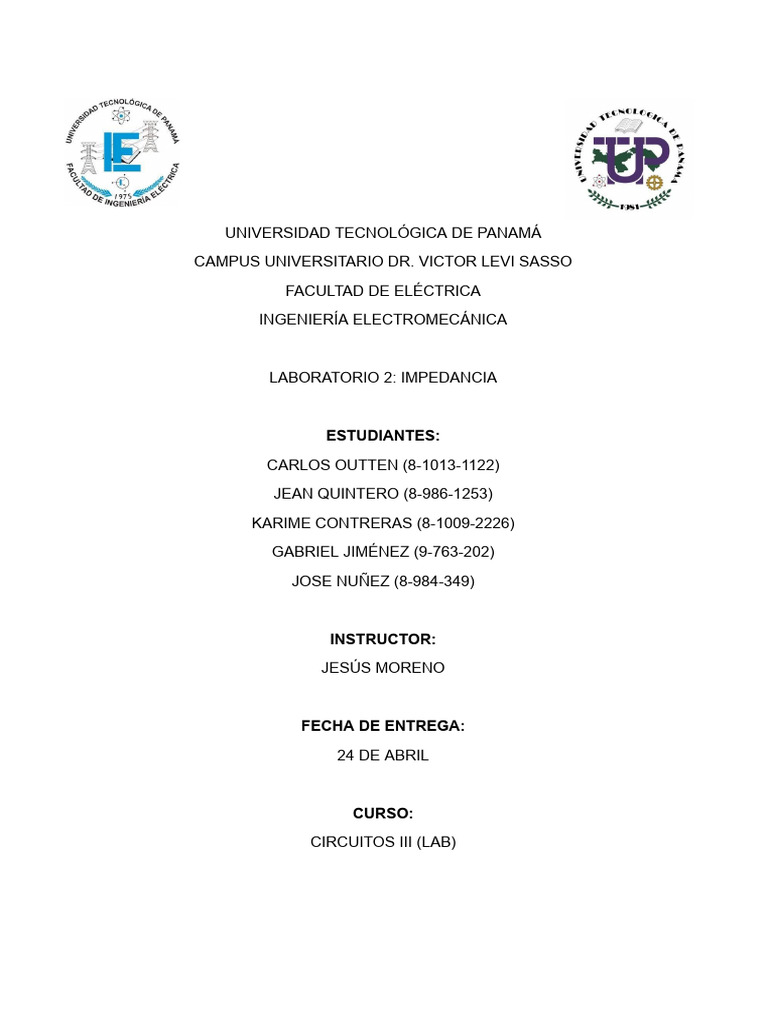Lab n2. Circuitos III Impedancia | PDF | Impedancia eléctrica | Energia electrica