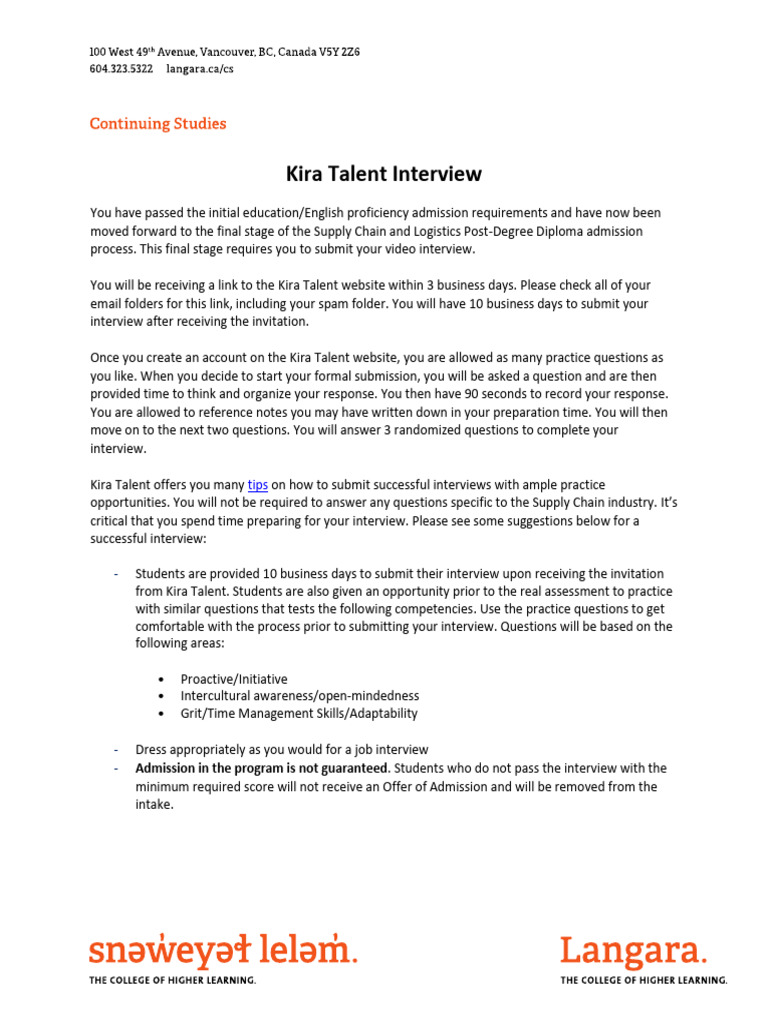 Kira Talent Info Sheet | PDF | Business