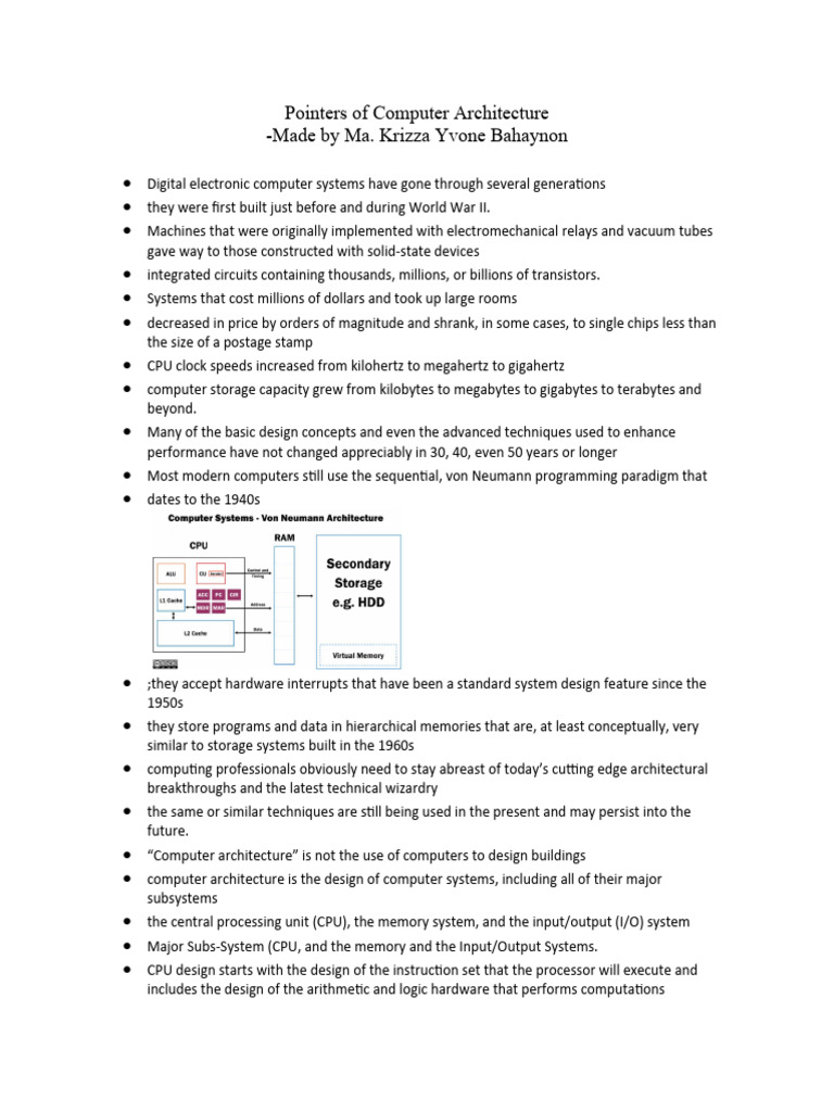 Pointers of Computer Architecture | Download Free PDF | Central Processing Unit | Computer Data ...