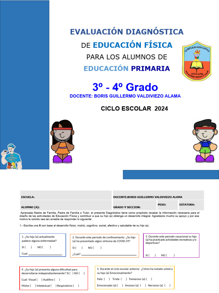 Evaluación Diagnóstica E.F. 4º GRADO PRIMARIA | PDF