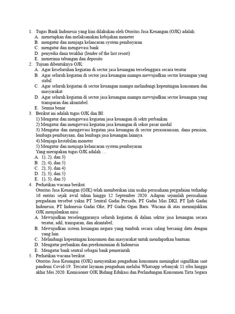 Peran dan Tugas OJK dan BI dalam Sektor Keuangan | PDF