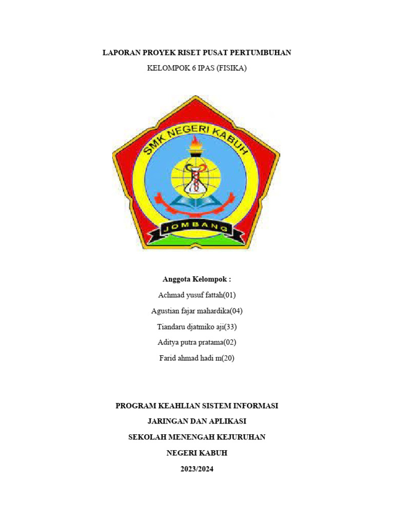 Laporan Proyek Riset Pusat Pertumbuhan | PDF