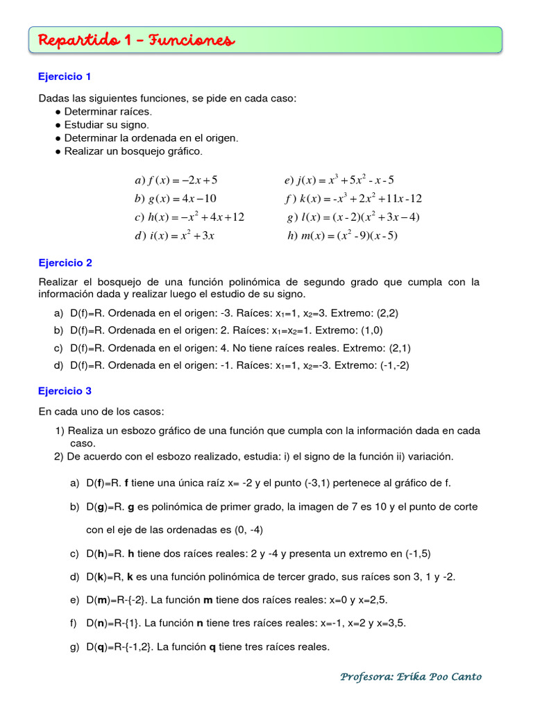 Practico 1 - Revisión - Funciones 1 | Descargar gratis PDF | Análisis matemático | Matemáticas