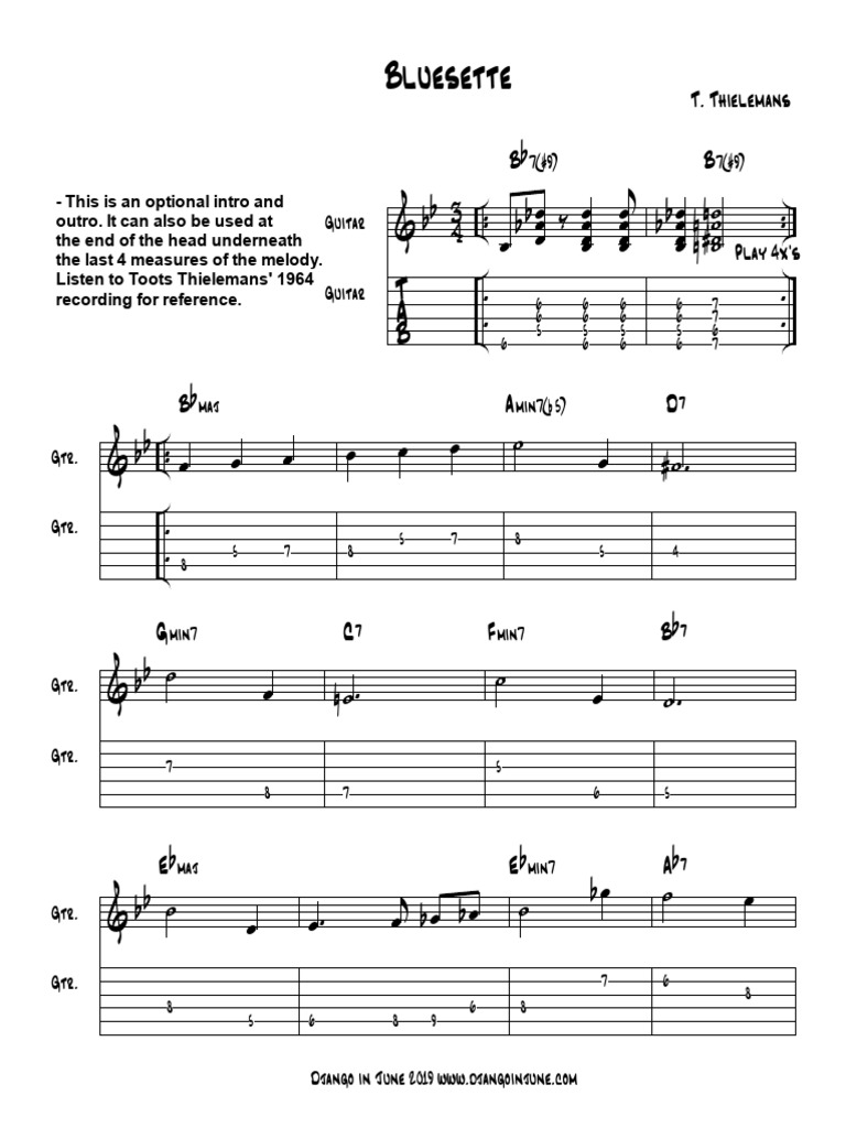 Bluesette Standard and TAB | PDF | Jazz