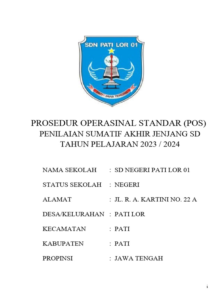 POS Penilaian Sumatif SDN Pati Lor 01 2023-2024 | PDF