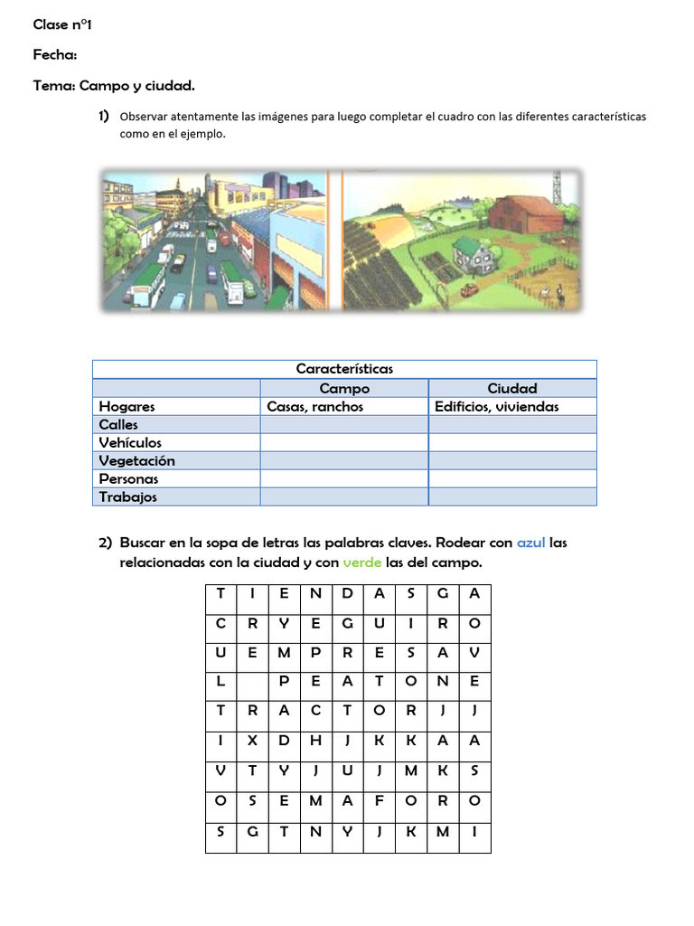 Campo y Ciudad: Actividades Educativas | PDF | Juegos y actividades