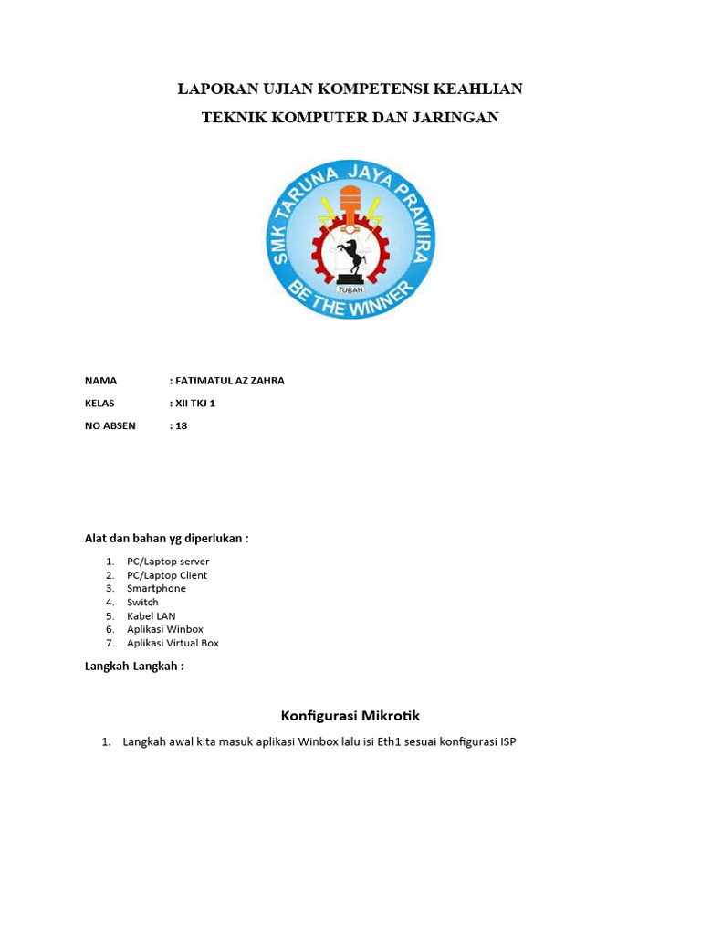 Laporan UKK Kelas XII SMK TJP TUban | PDF | Griya & Taman | Komputer