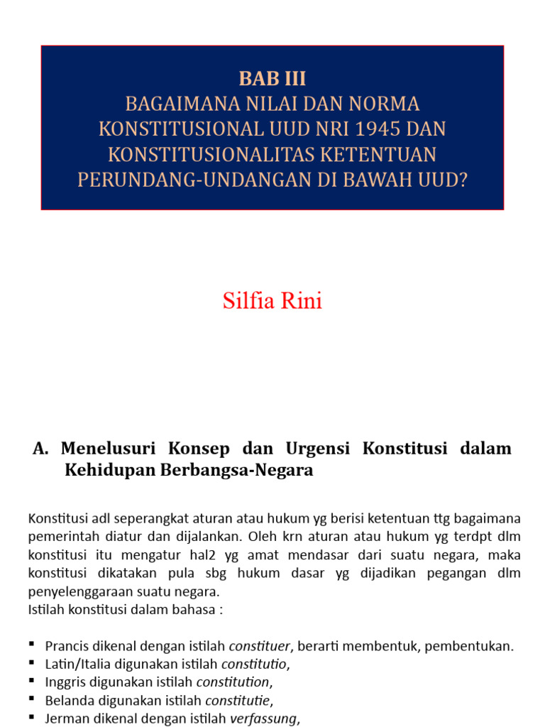 Bab Iii Bagaimana Nilai Dan Norma Konstitusional Uud Nri 1945 Dan Konstitusionalitas Ketentuan ...
