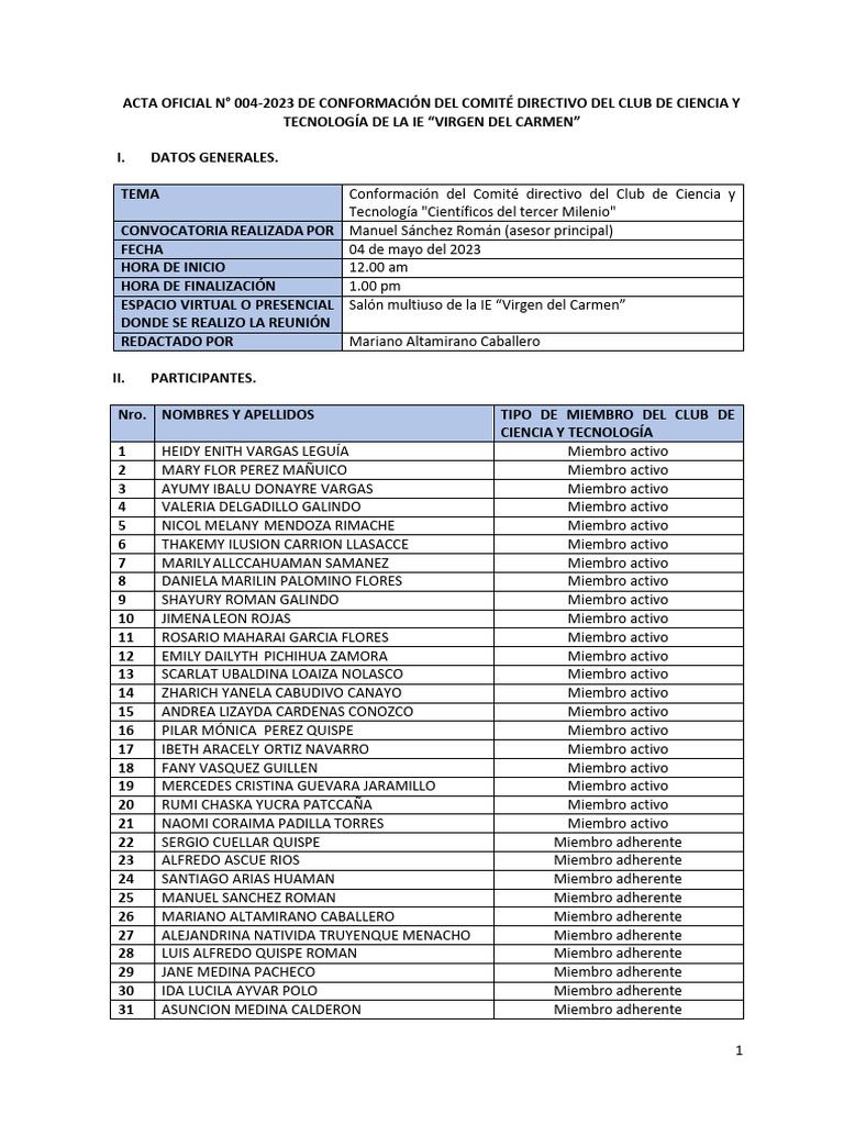 ANEXO 03 - ACTA DE COMITE | PDF