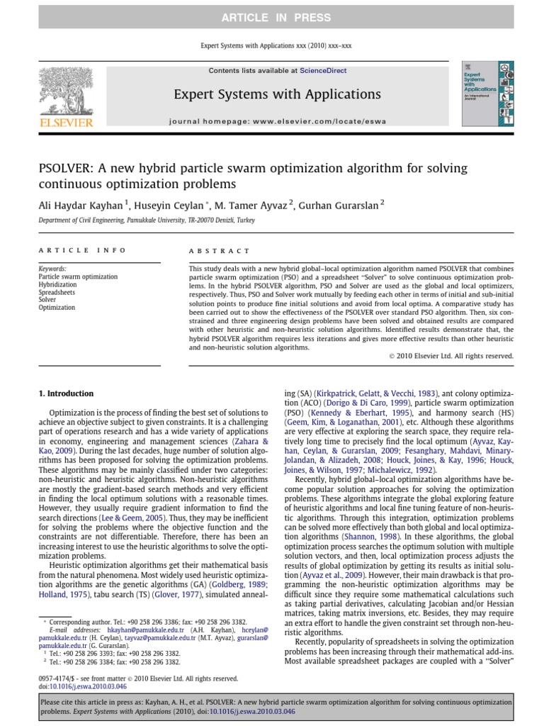 A New Hybrid Particle Swarm Optimization Pdf Mathematical Optimization Visual Basic For
