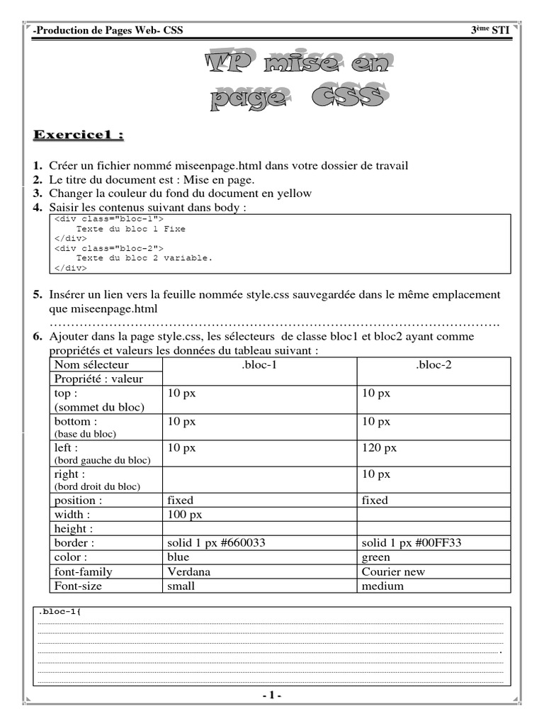 TP Mise en Page Css Corrrection | PDF