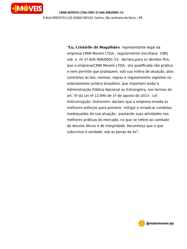 Papel Timbrado Mais Moveis Assinado Pdf Lei Trabalhista