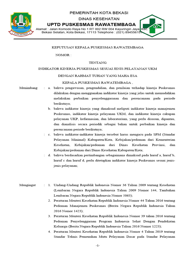 SK Tentang Pelayanan UKM | PDF