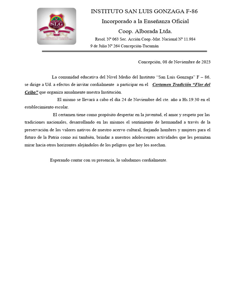 NOTA INVITACION ESCUELAS 2021 | PDF