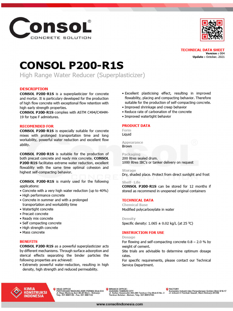 Consol P200 R1S | PDF | Concrete | Composite Material